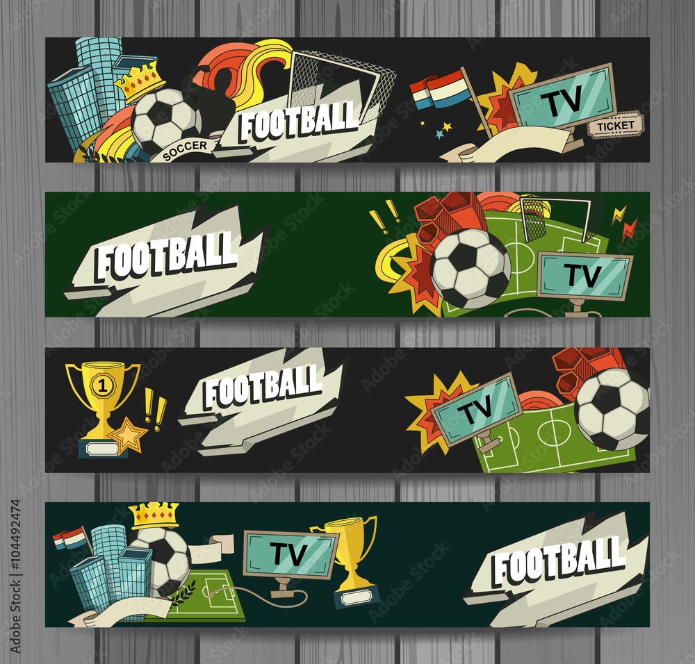 Football vector illustration. Set of sports elements for banner ...