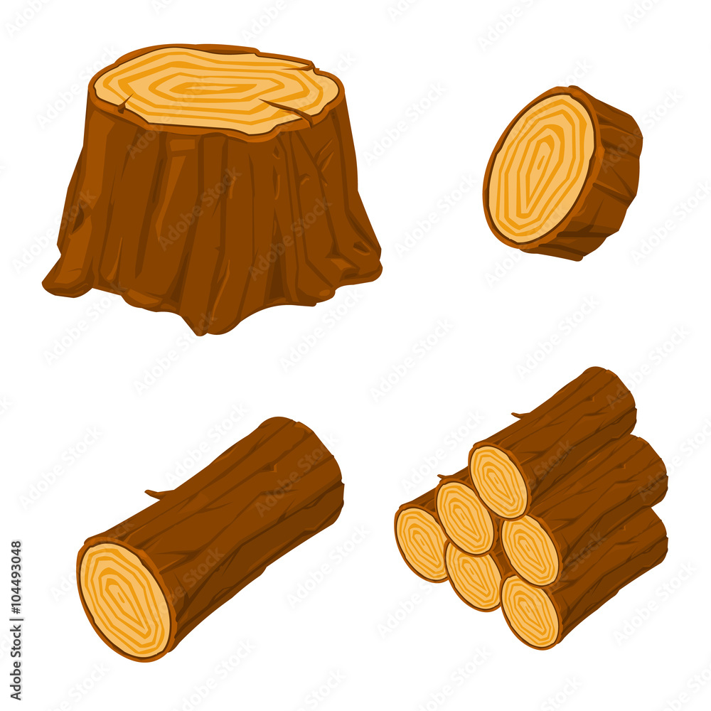 Vector illustration Icon set of chopped wood. Concept for firewood or ...