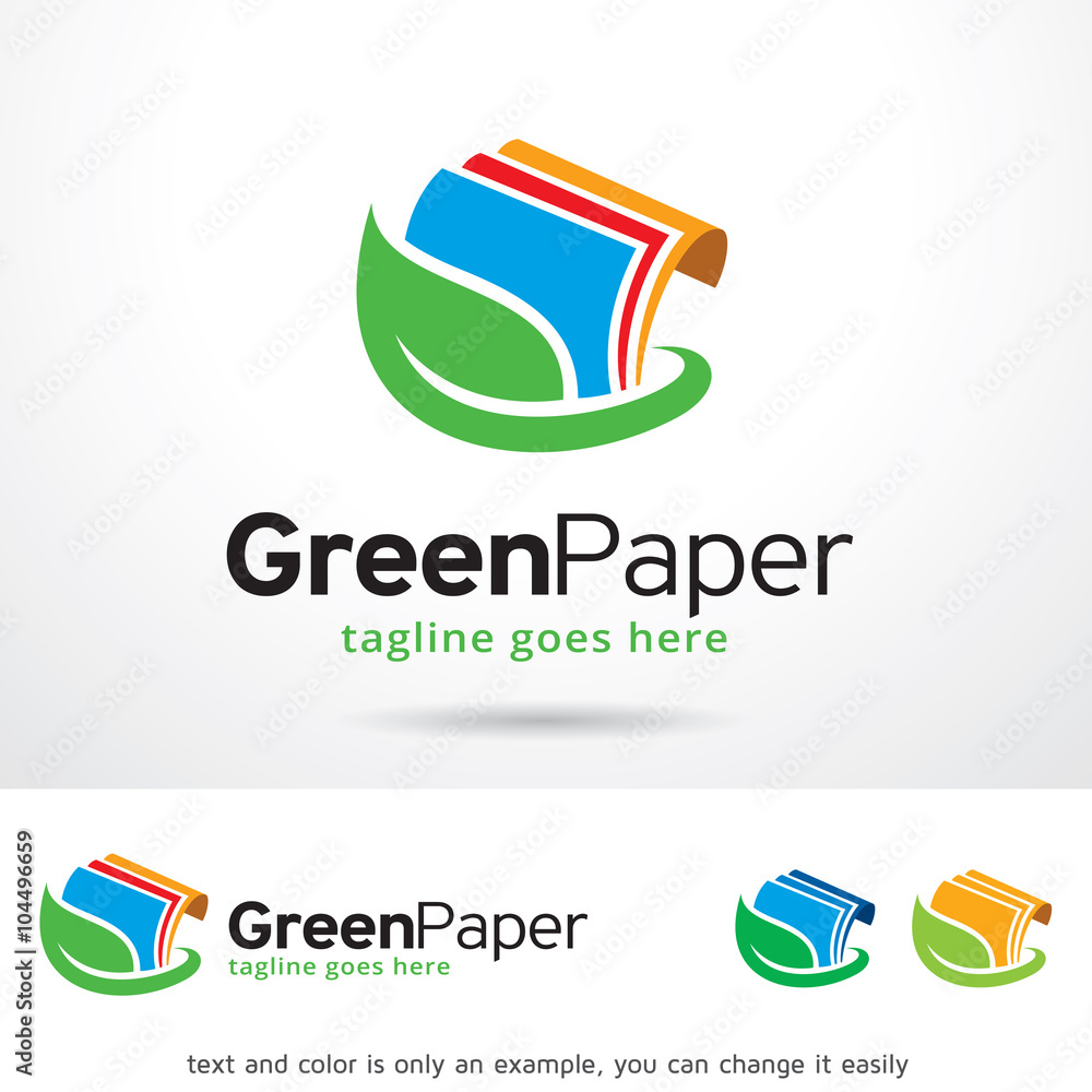 Green Paper Logo Template Design Vector vector de Stock | Adobe Stock