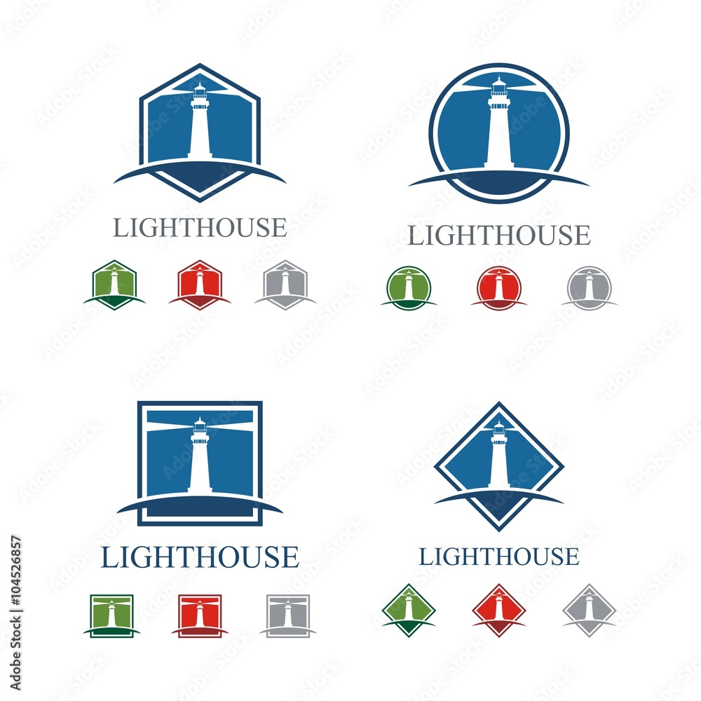 Simple Lighthouse Logo, Shaped Square, Hexagon, Diamond And Circle Logo ...