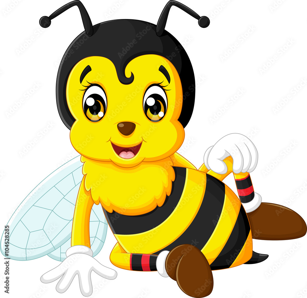 cartoon cute bee relax isolated white background Stock Vector | Adobe Stock