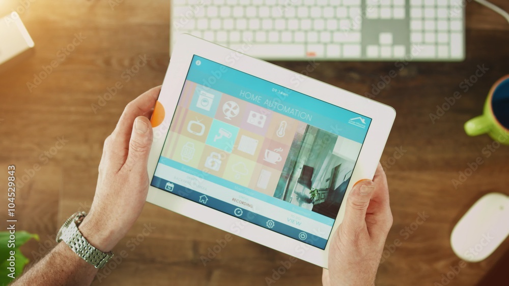 Smart house automation application on tablet controlling the House ...
