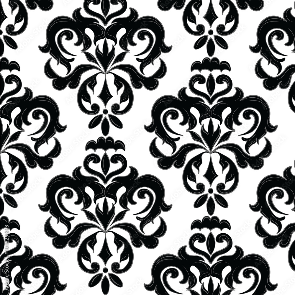 Classic Gothic style ornament pattern in black and white. Vector Stock ...