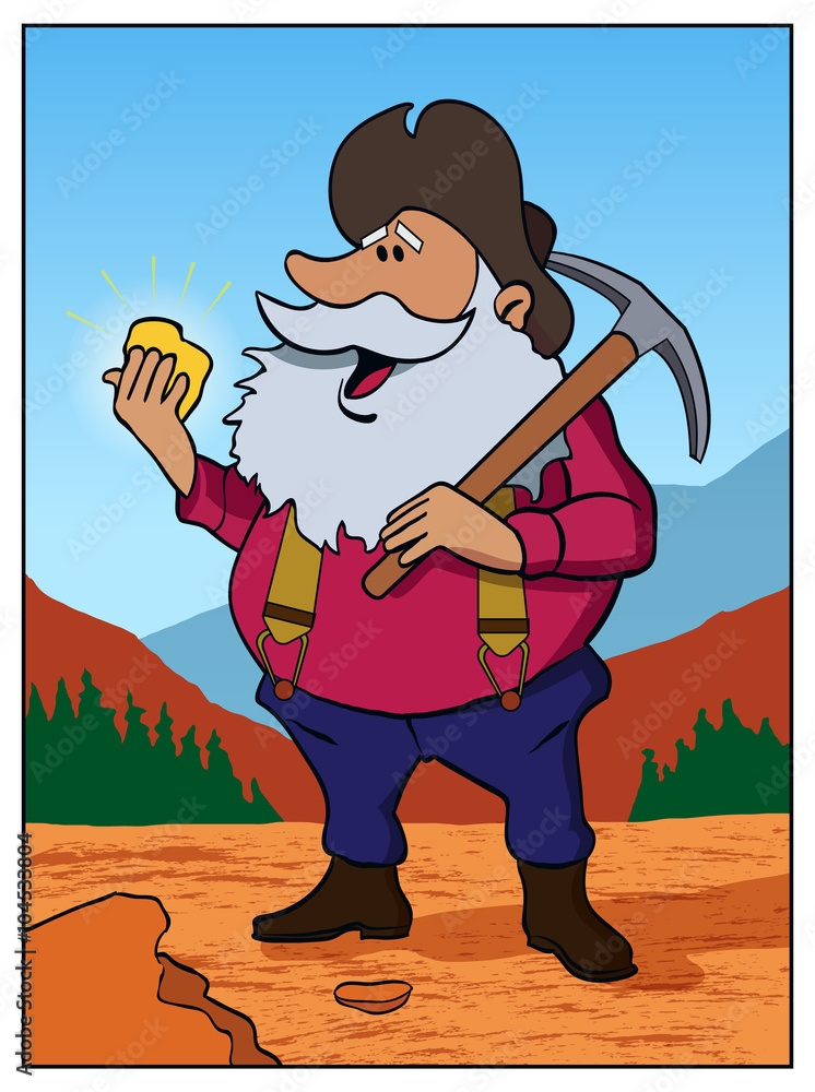Old Prospector / An old man finds gold. Stock Vector | Adobe Stock