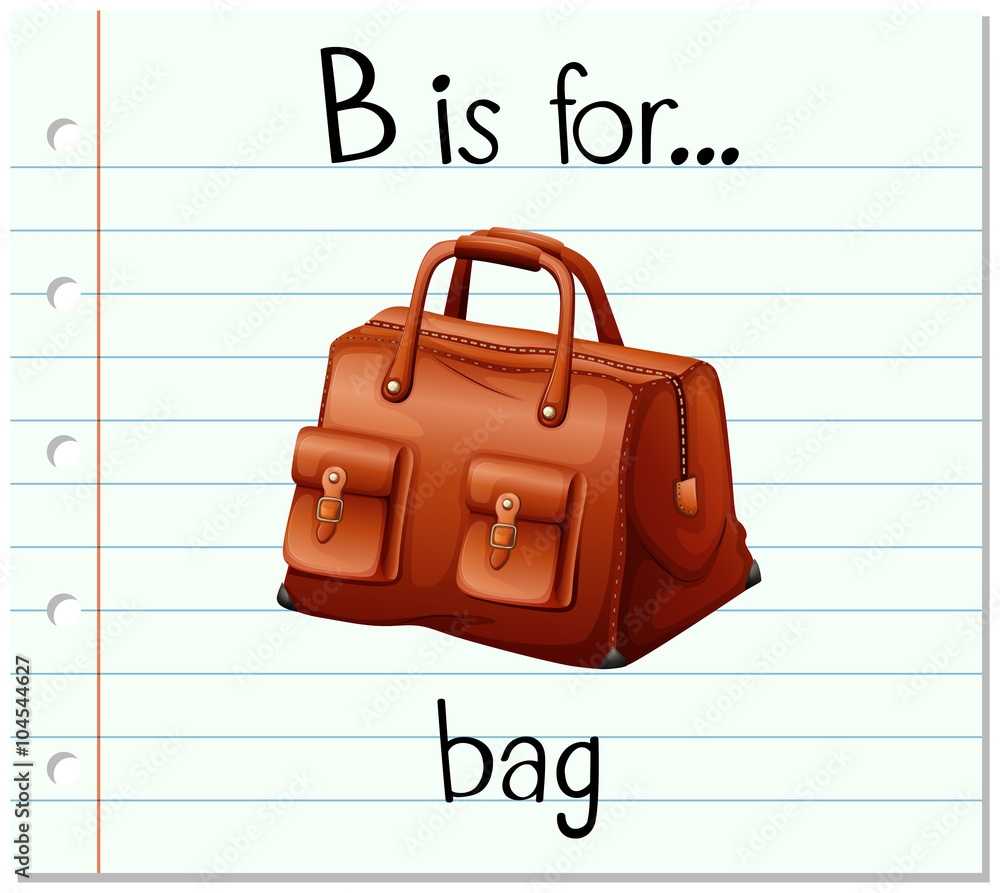 Flashcard letter B is for bag Stock Vector | Adobe Stock