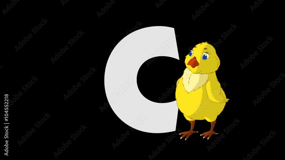 Vidéo Stock Letter C and Chicken (foreground) Animated animal alphabet ...
