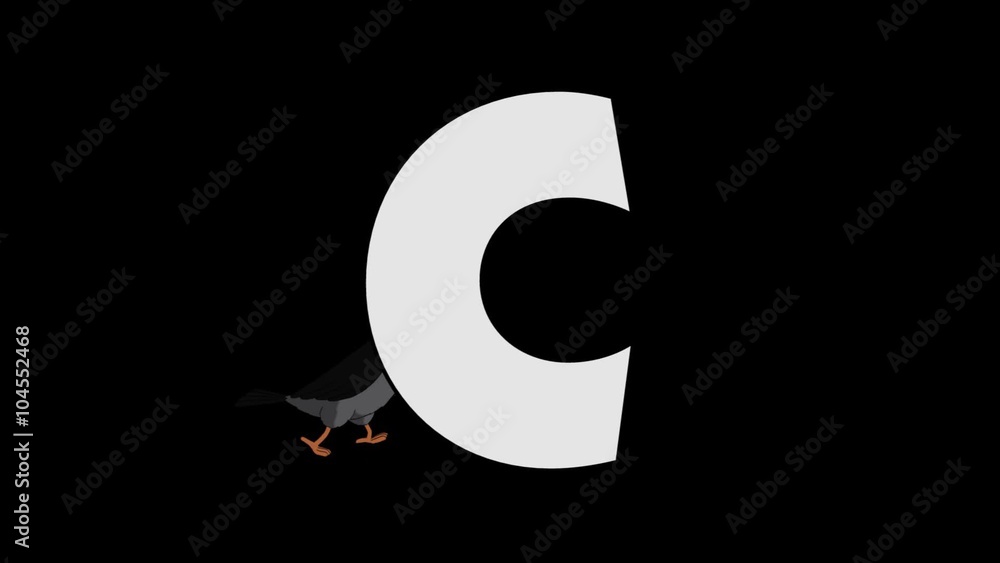 Letter C and Crow (background) Animated animal alphabet. HD footage ...