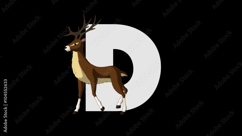Vidéo Stock Letter D and Deer (foreground) Animated animal alphabet. HD ...