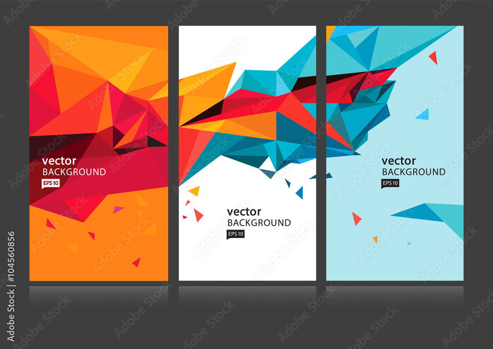 vector set, abstract geometric creative background. red, yellow, blue ...