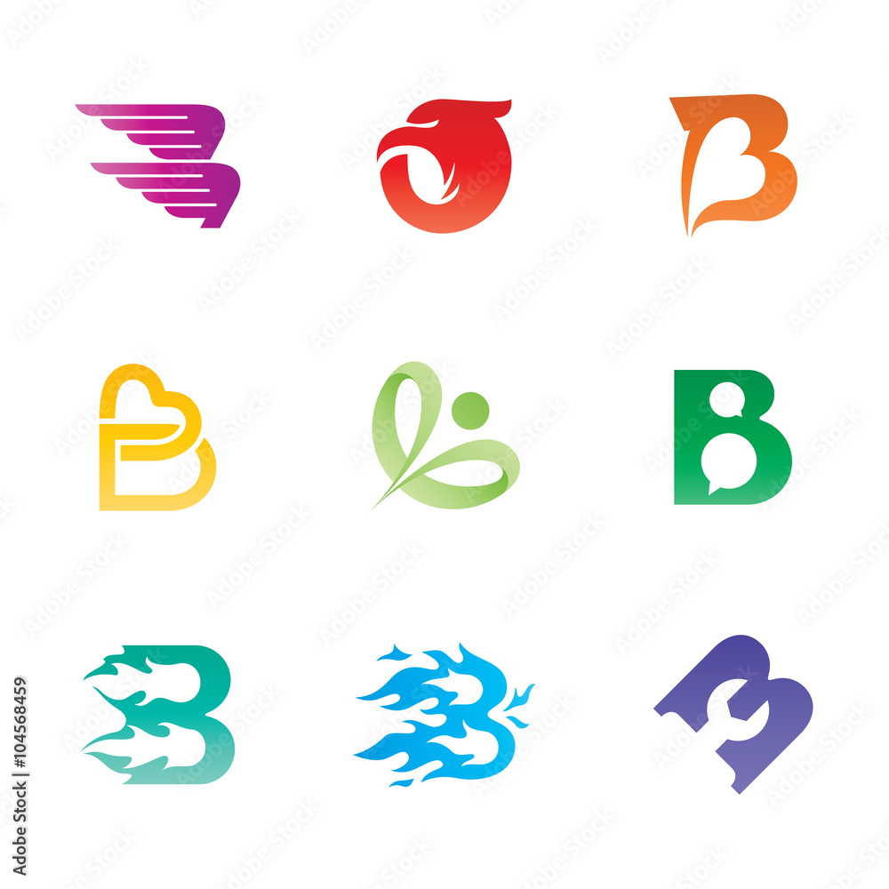 Letter B Icon Design Set Stock Vector | Adobe Stock