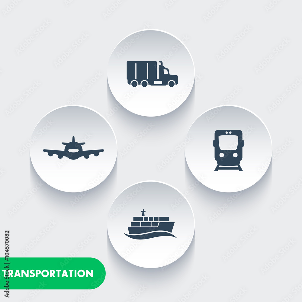 transportation industry icons, cargo train vector, air transport, cargo ...