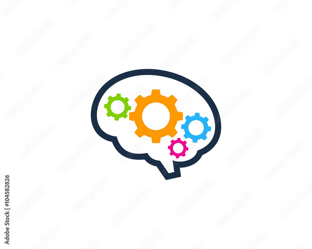 Brain Gear Logo Design Template Stock Vector | Adobe Stock