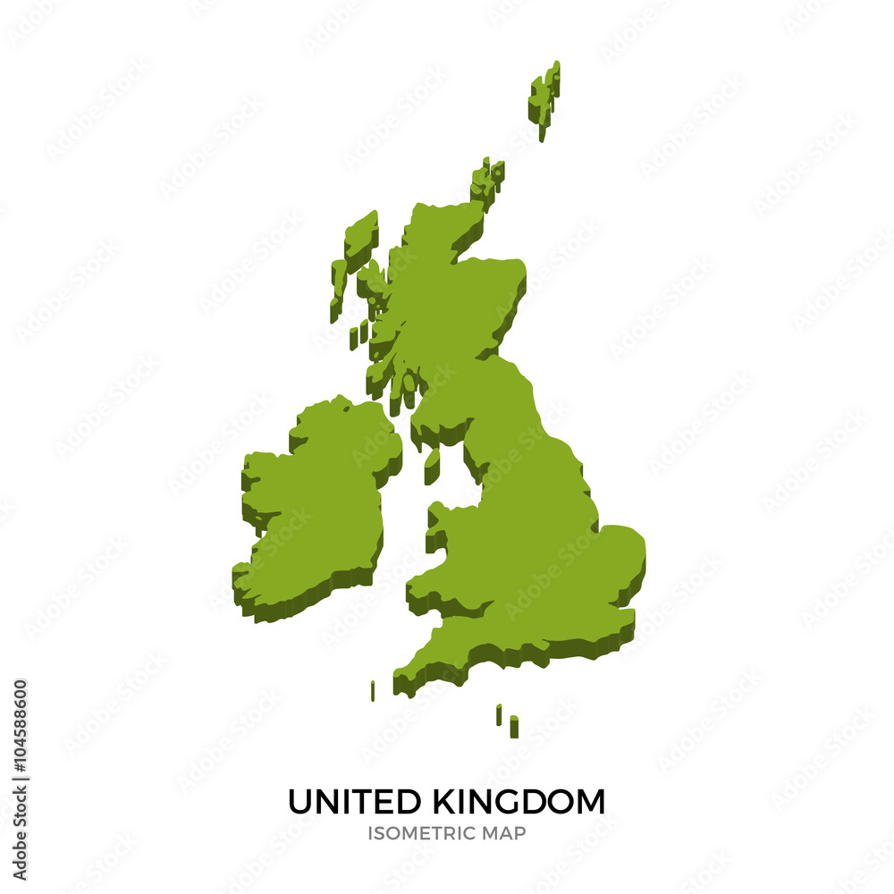 Isometric map of United Kingdom detailed vector illustration Stock ...