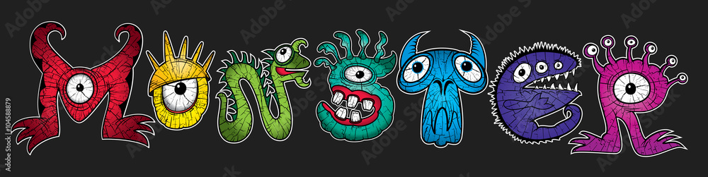 colored mutant cartoon character monsters vector illustrations Stock ...