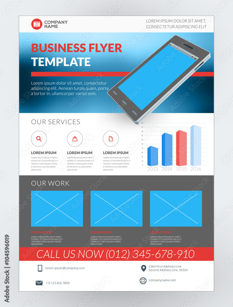 Vector Business Flyer Design Template for Mobile Application or New ...