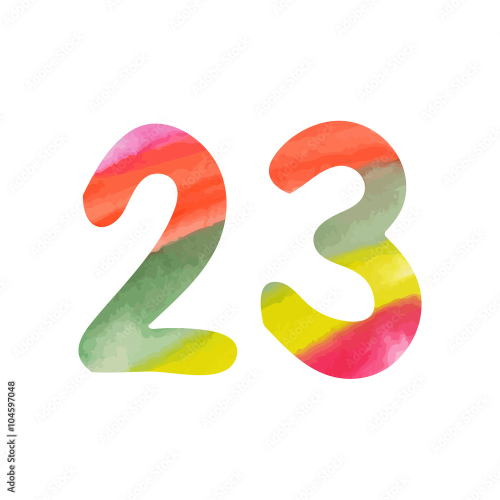 Symbol 23 with watercolor shading without contour Stock Vector | Adobe ...