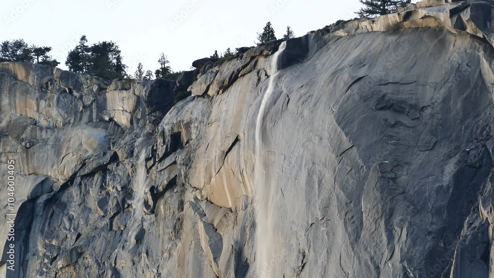 The Famous Horsetail Fall, Yosemite National Park around February Stock ...