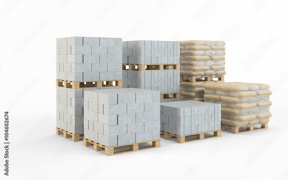 Concrete blocks isolated on white background Stock Photo | Adobe Stock