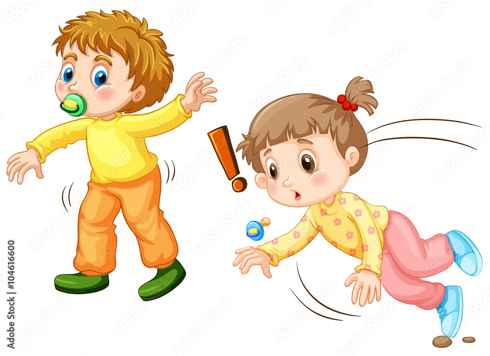 Toddler falling down on the ground Stock-Vektorgrafik | Adobe Stock