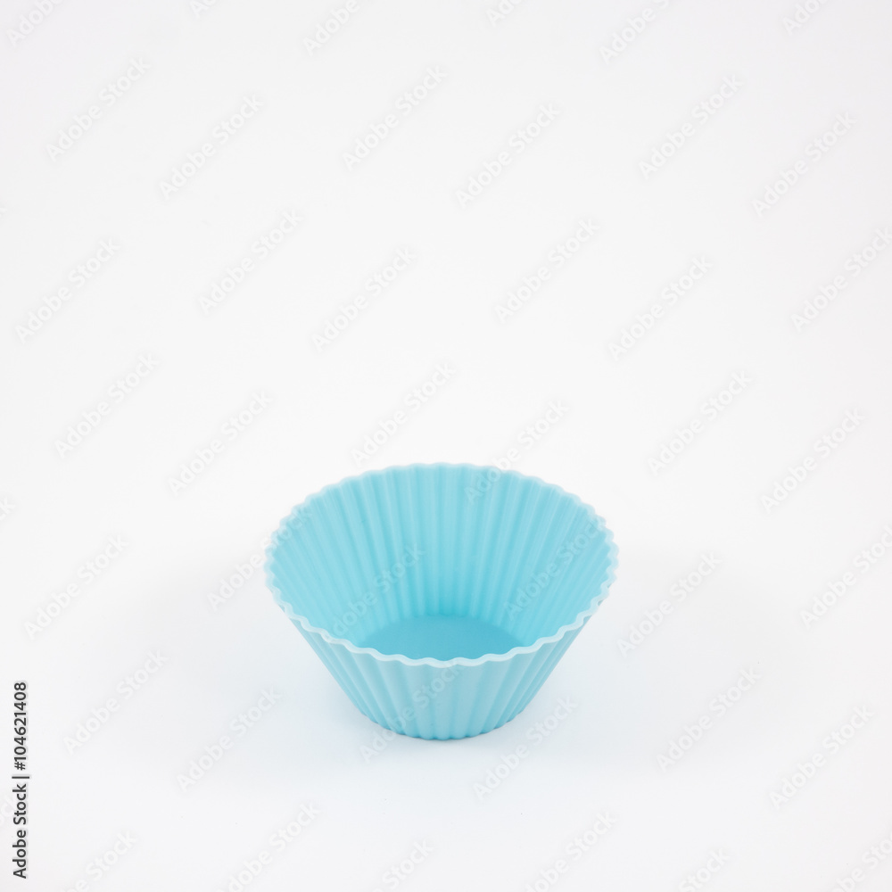The blue silicone baking cup for make a cupcakes or muffins. Stock ...