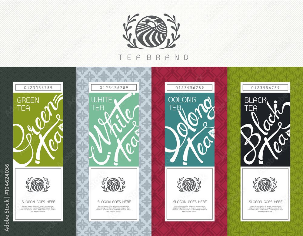 Vector set of templates packaging tea, logo, label, banner, poster ...