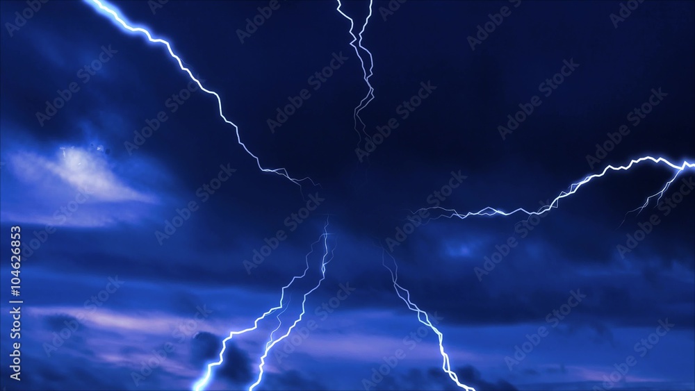 blue clouds lightning storm background effect Stock Video | Adobe Stock