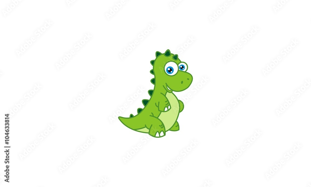 Cute Green little Dino Stock Vector | Adobe Stock