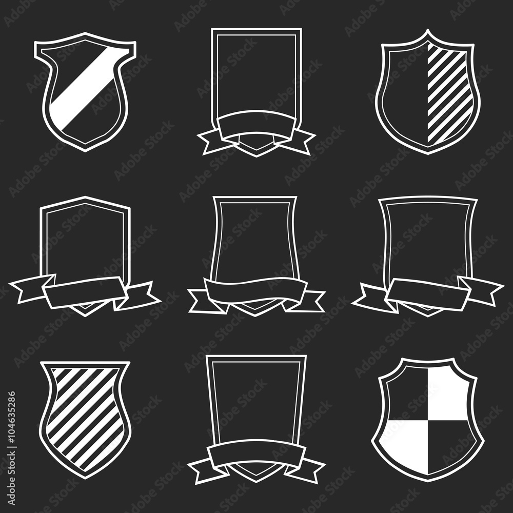 Heraldic Shield Emblem Set Stock Vector | Adobe Stock