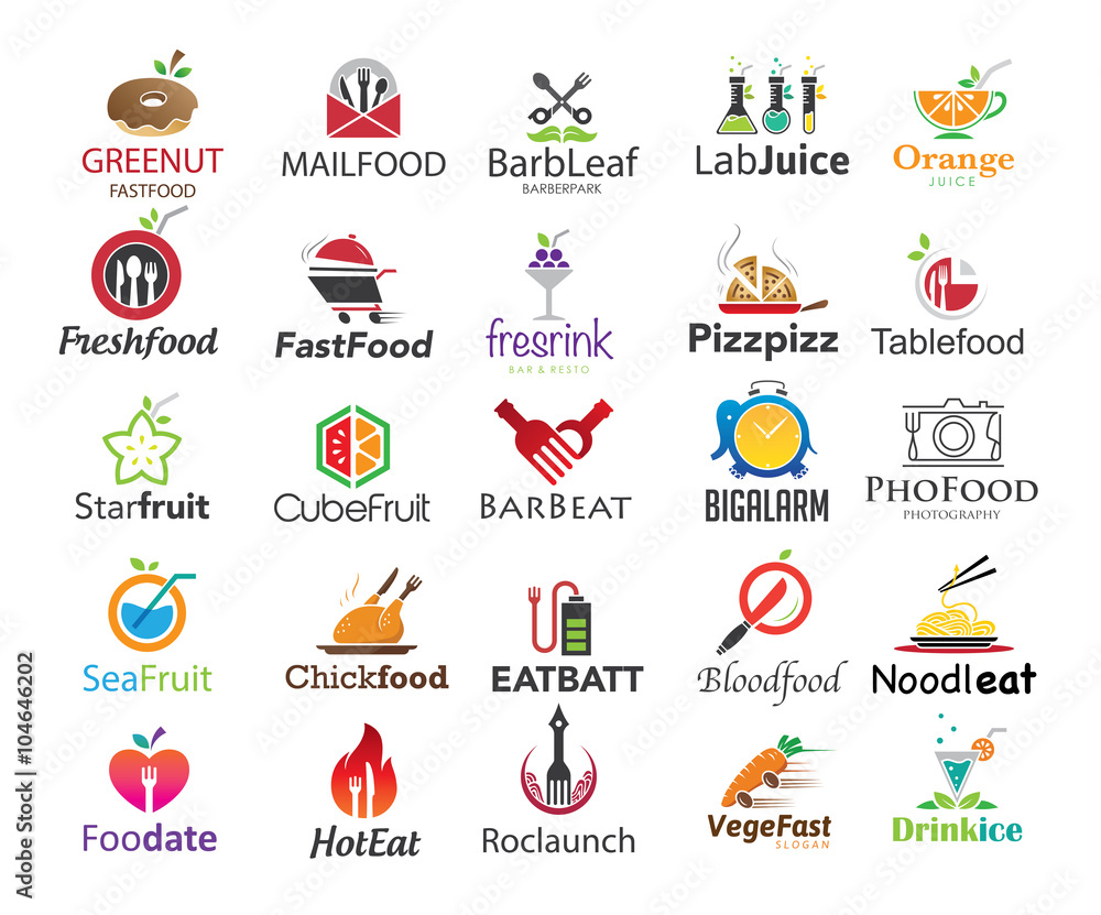 25 Food Logo Element Best Collections Stock Vector | Adobe Stock