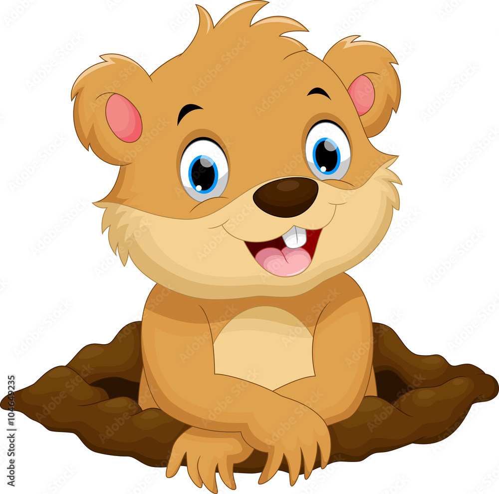 Cute groundhog cartoon Stock Vector | Adobe Stock