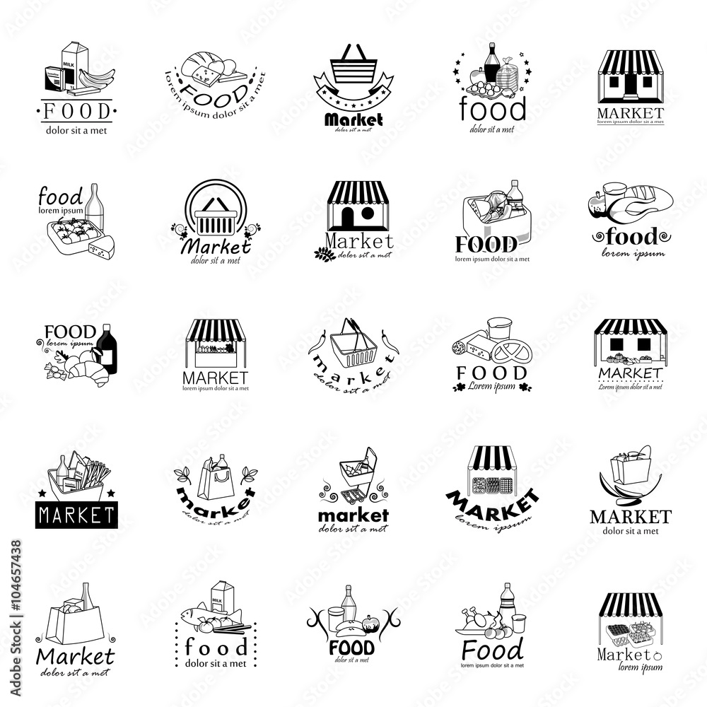 Market Food Icons Set - Vector Illustration Stock Vector | Adobe Stock