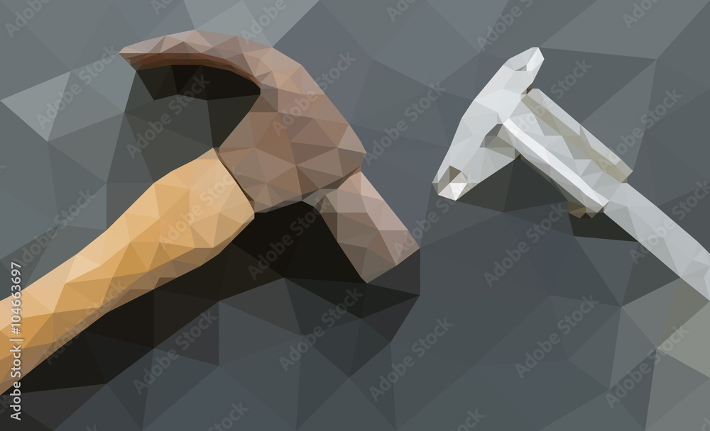 old used hammer and vernier on concrete texture floor background Stock ...