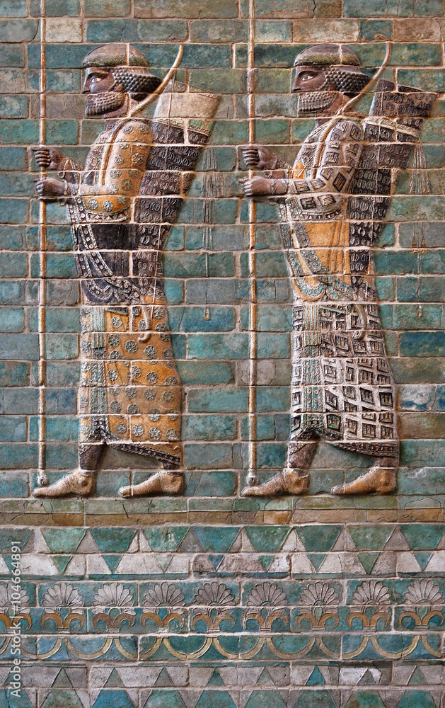 Embossed Colorful Achaemenid Soldiers from Susa of Iran Stock Photo ...