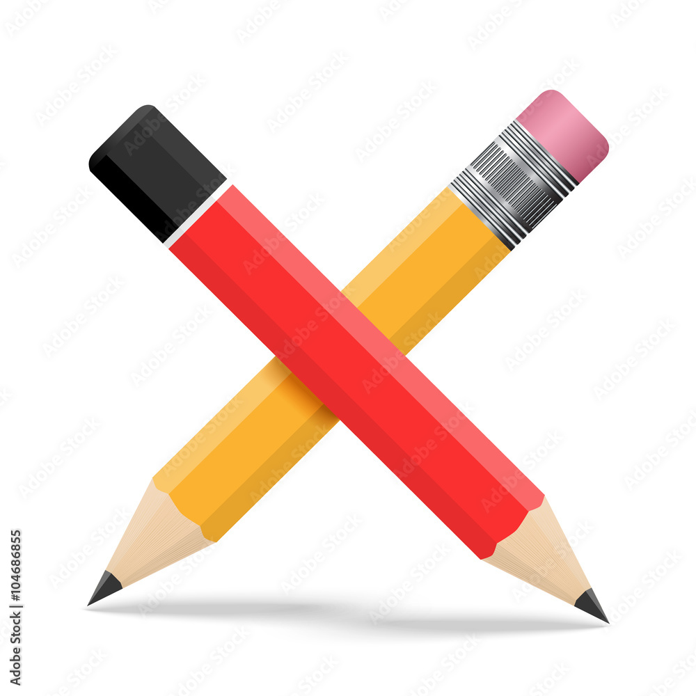 Crossed pencils isolated on a white background. Vector illustration ...