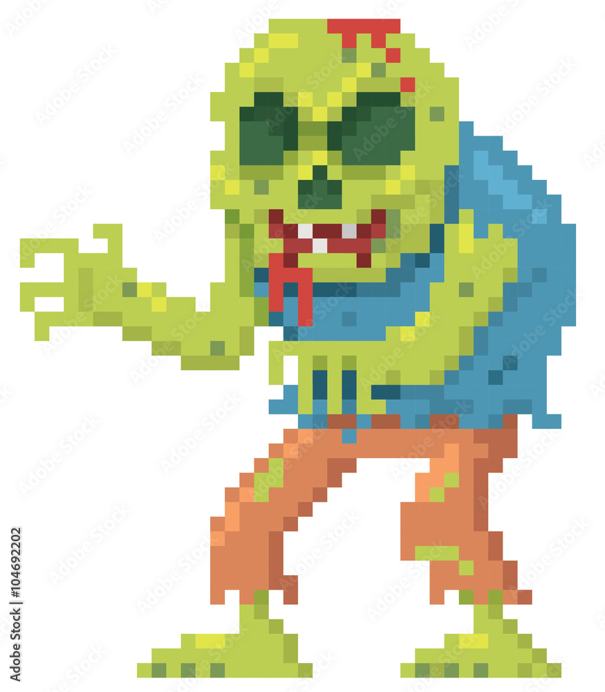 Vector illustration of Cartoon zombie pixel design Stock Vector | Adobe ...
