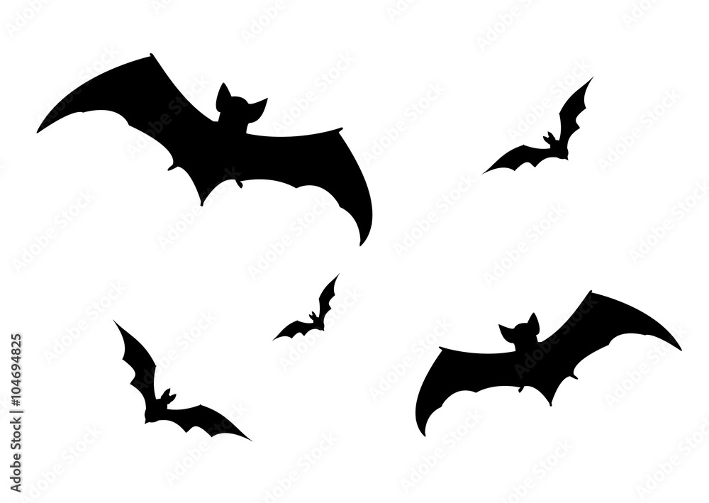 Set of bats silhouette vector Stock Illustration | Adobe Stock
