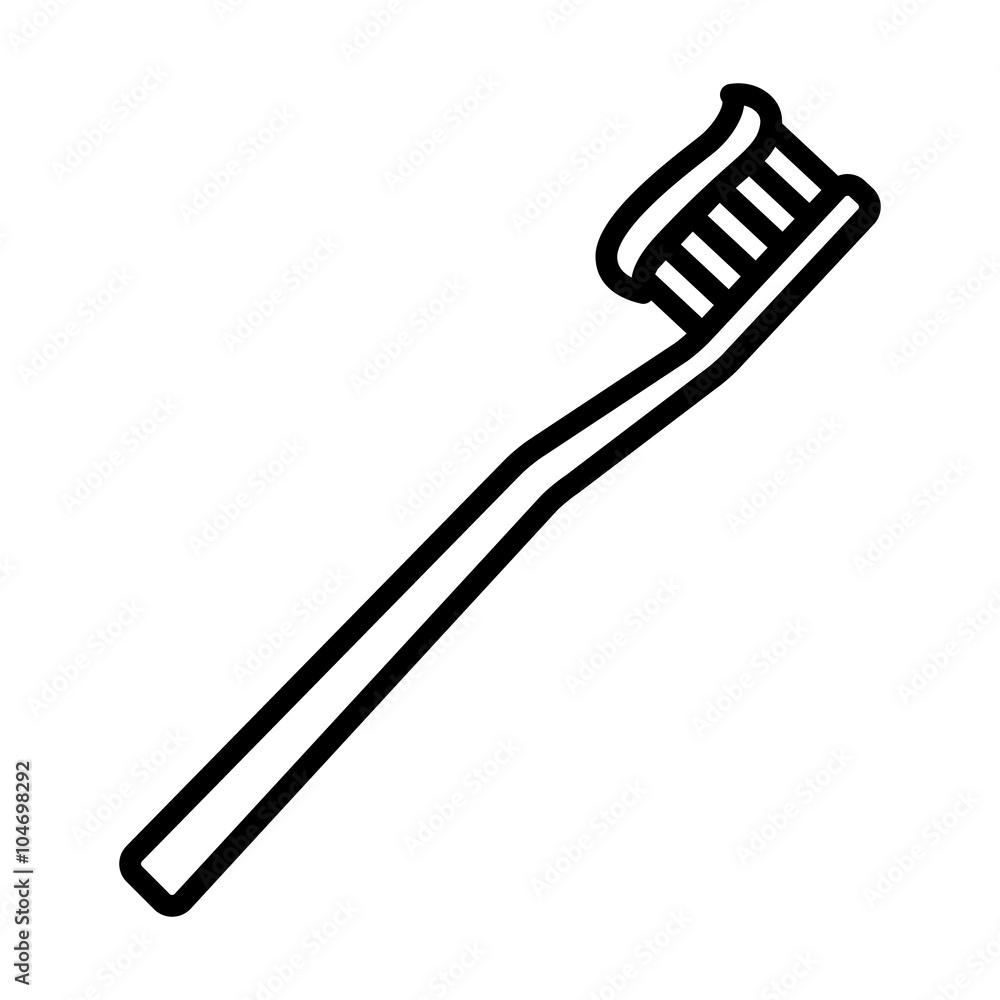 Toothbrush / tooth brush with toothpaste line art icon for apps and ...