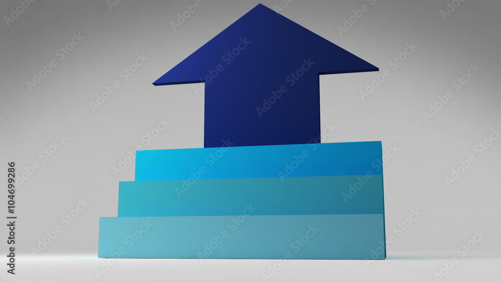 Three 3D stair step. arrow square intro title box diagram chart ...