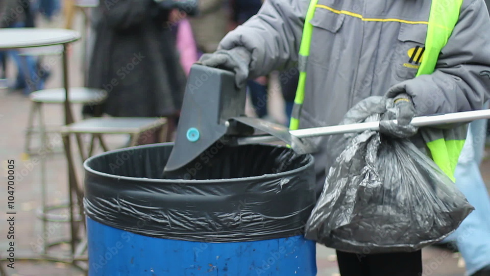 People throwing litter in waste bin, environmental pollution, global ...