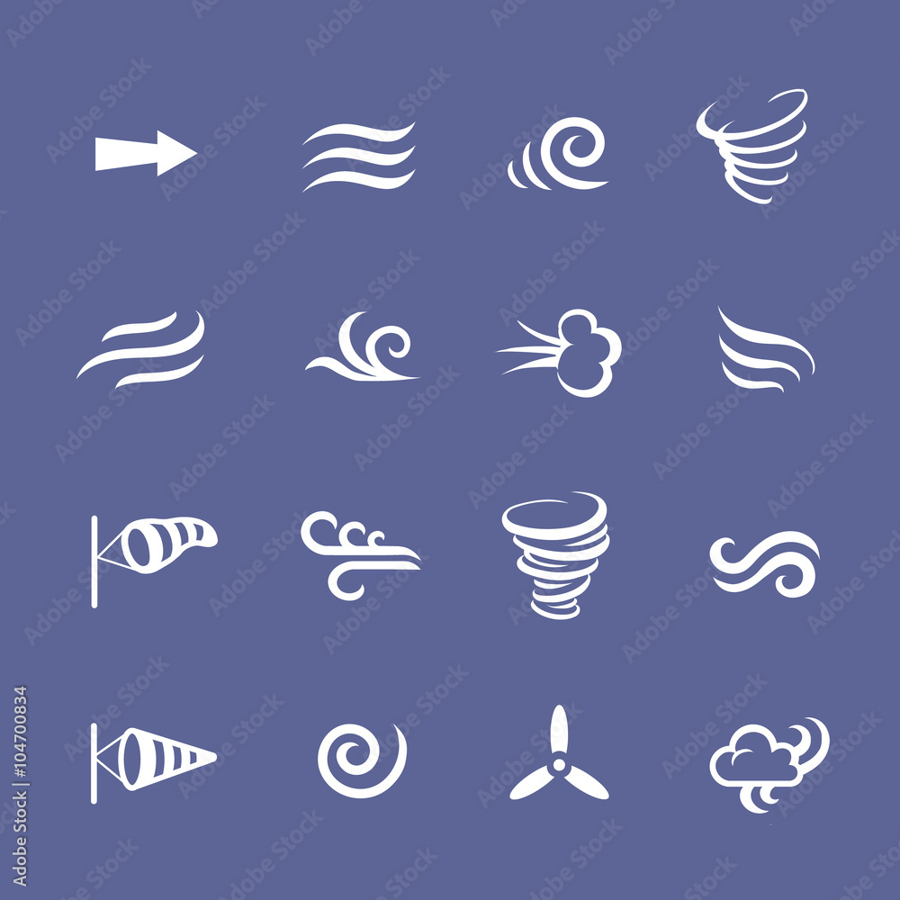 Wind icons nature, cool weather, climate Stock Vector | Adobe Stock