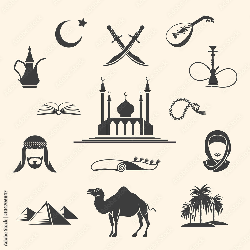 Arabian icons set Stock Vector | Adobe Stock