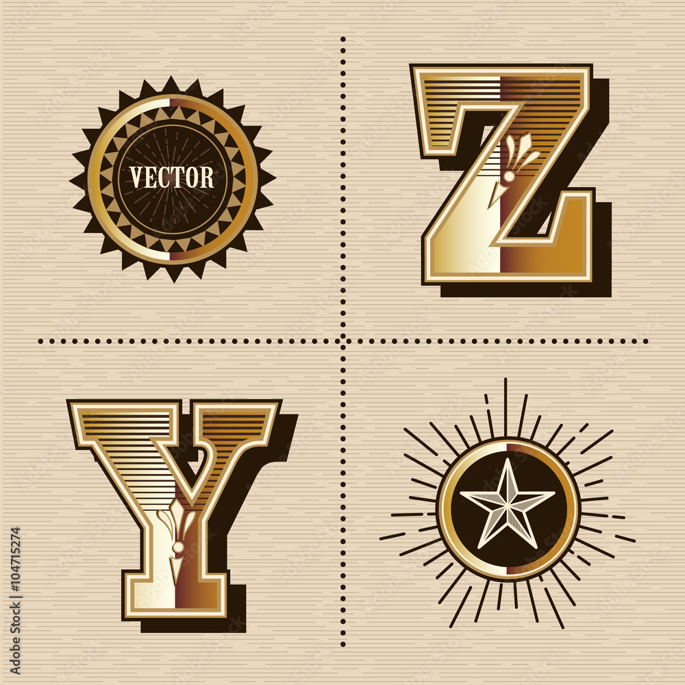 Vintage western alphabet letters font design vector illustration Stock ...