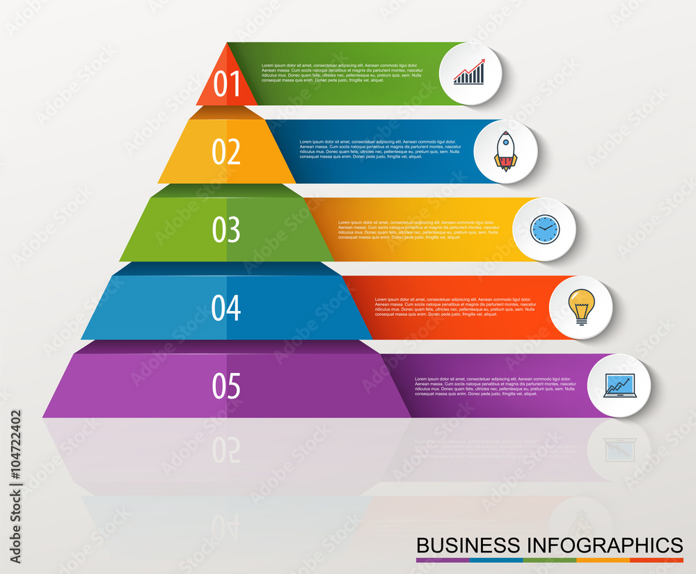 Infographic multilevel pyramid with numbers and business icons. Stock ...