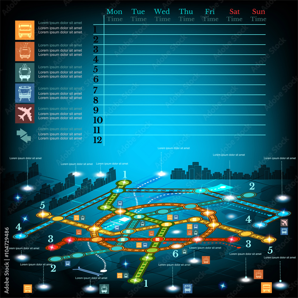underground infographic with lines of metro on city map. Topography ...