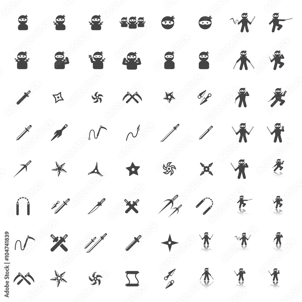 ninja icon set Stock Vector | Adobe Stock
