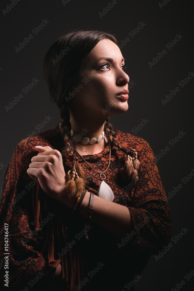 Portrait Of Beautiful Native American Woman Portrait Of Beautiful