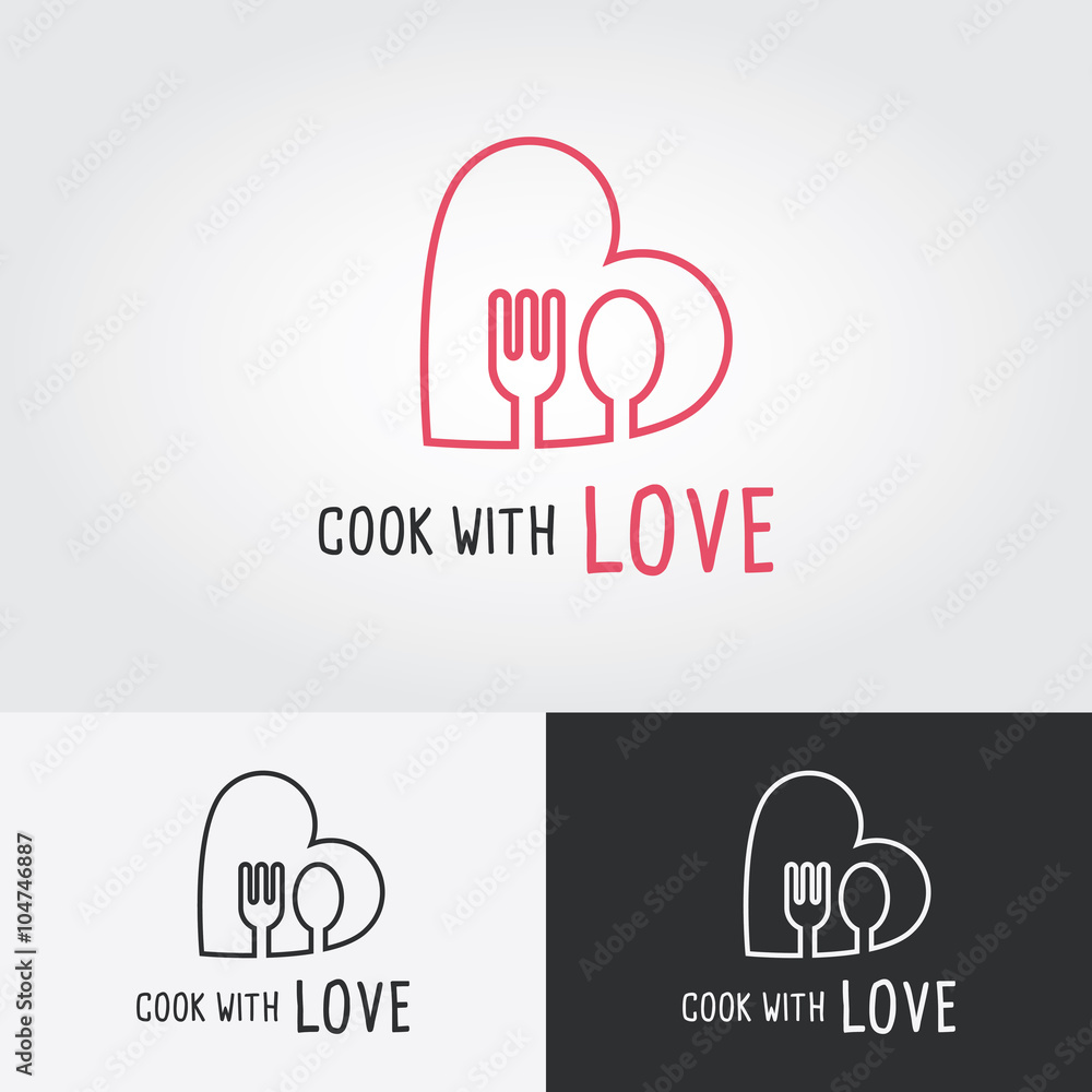 Cook with Love logo template. cooking logo. Flat design vector ...