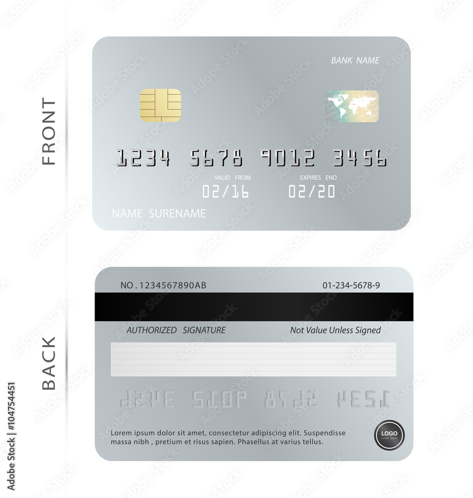 Vector/Silver credit debit card design template,To adapt idea for ...