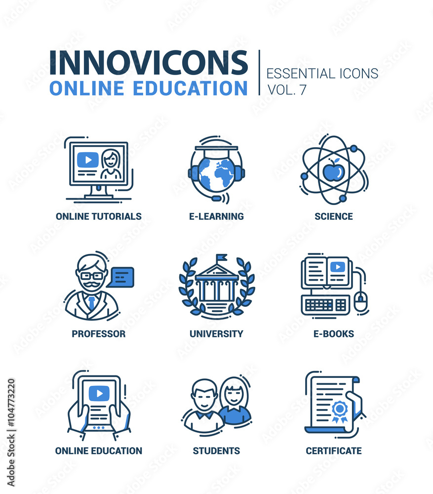 Modern school and education thin line design icons, pictograms Stock ...