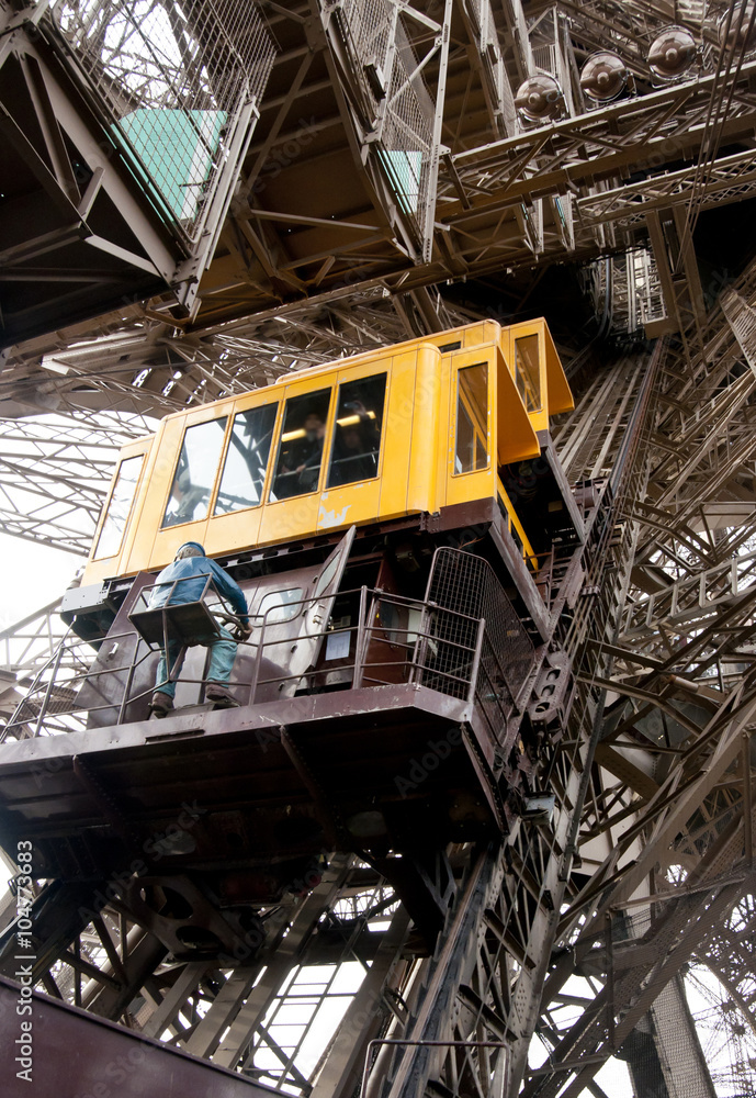 Inside Eiffel Tower Elevator